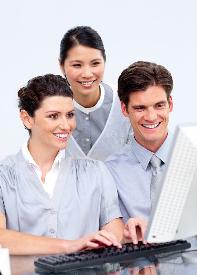 Multi-etnic Business People Working at a Computer Stock Image - Image ...