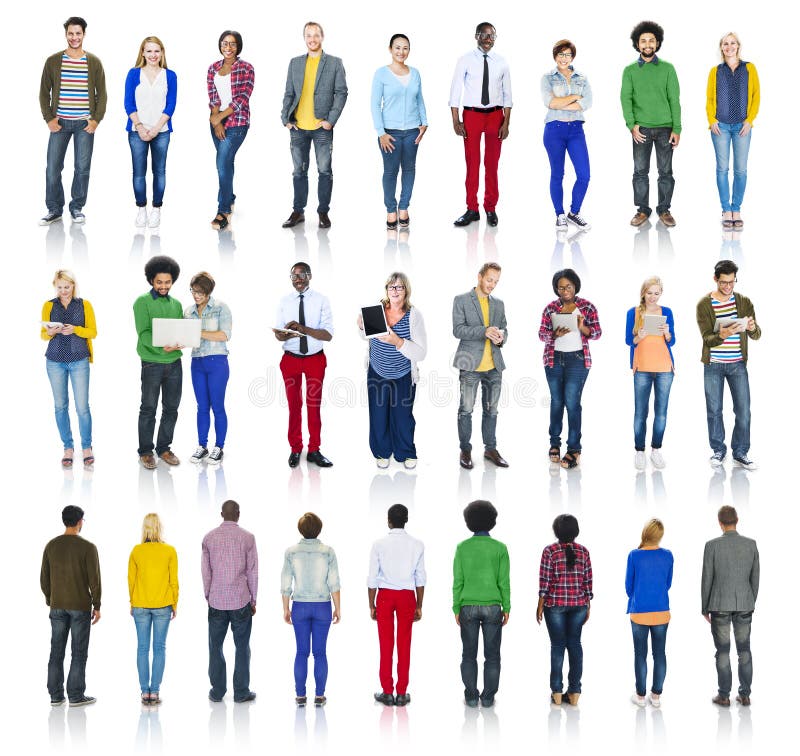 Multi-etnische Die Groep Mensen Op Wit Wordt Geïsoleerd Stock ...