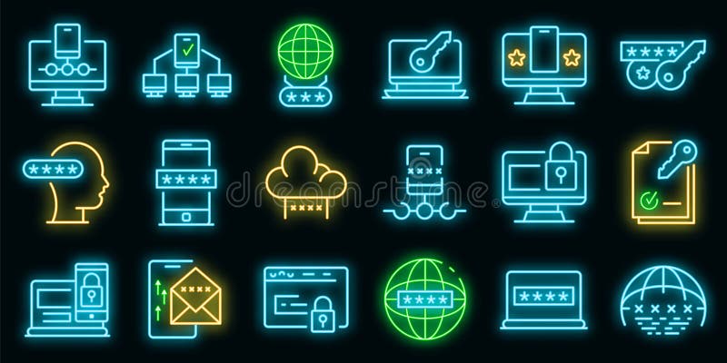 Multi-factor Authentication Icons Set Vector Flat Stock Vector - Illustration of login, access ...