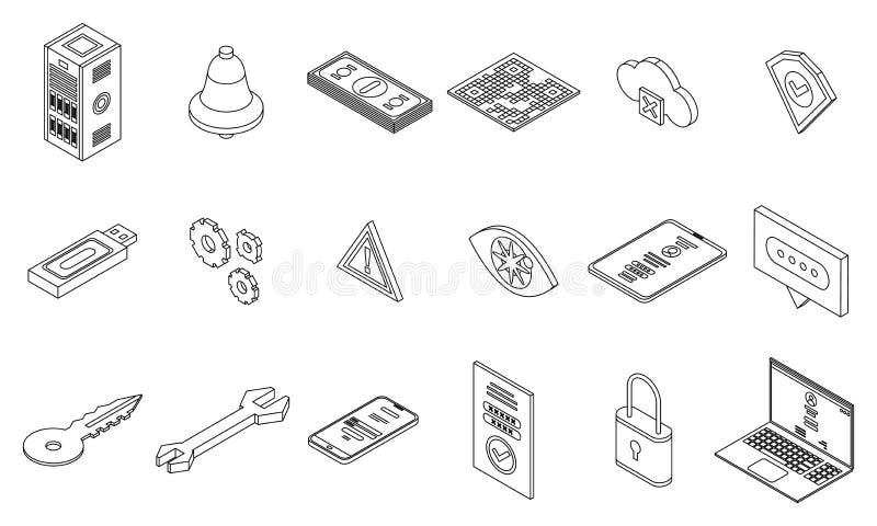 Multi-factor Authentication Icons Set Vector Flat Stock Vector - Illustration of login, access ...