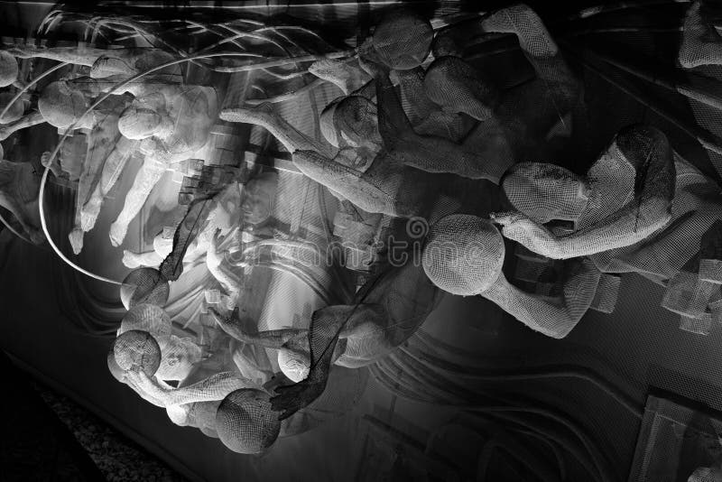 Multi-figure Bas-relief Made of Plastic Mesh `Artificial Environment ...