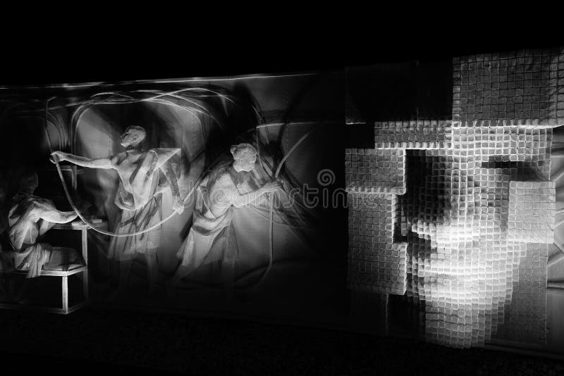 Multi-figure Bas-relief Made of Plastic Mesh `Artificial Environment ...