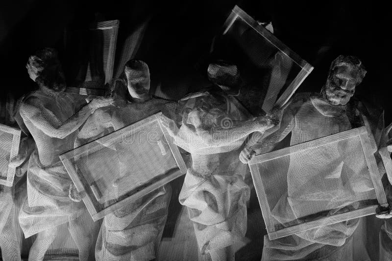 Multi-figure Bas-relief Made of Plastic Mesh `Artificial Environment ...