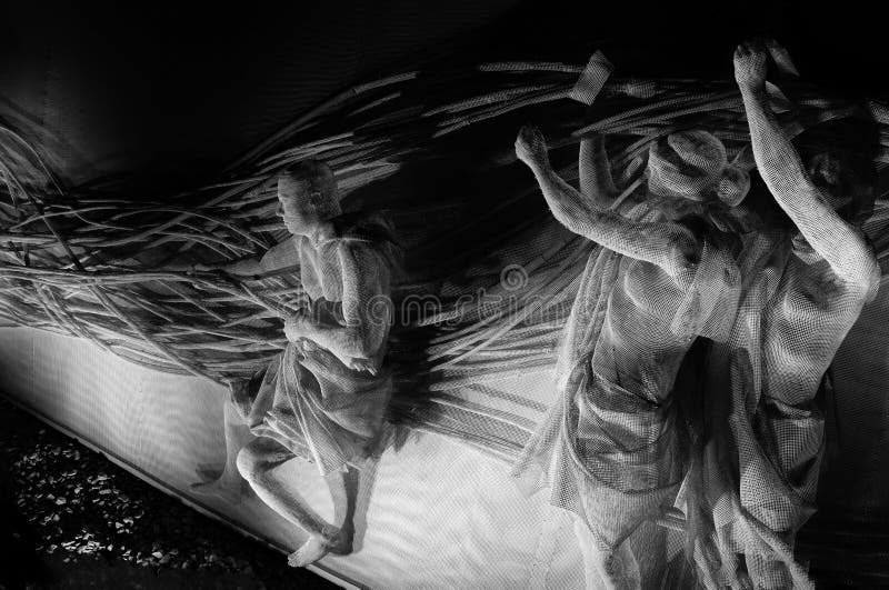 Multi-figure Bas-relief Made of Plastic Mesh `Artificial Environment ...