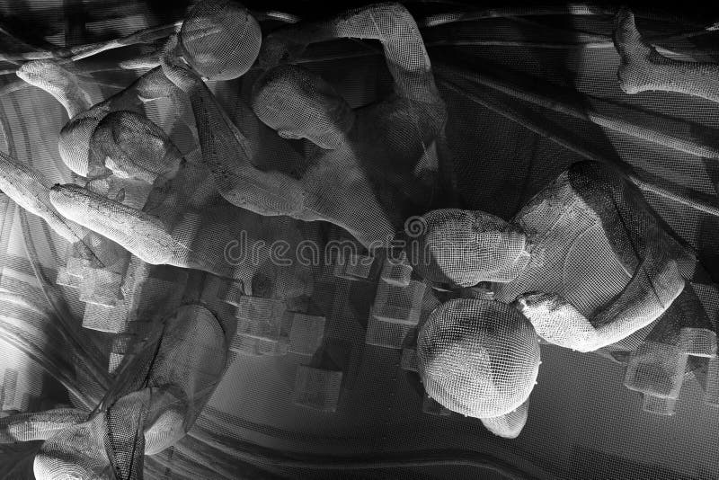 Multi-figure Bas-relief Made of Plastic Mesh `Artificial Environment ...