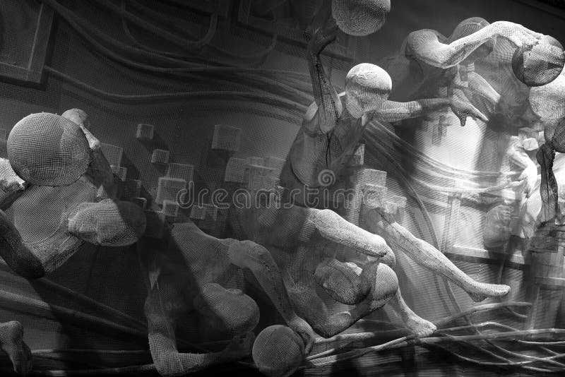 Multi-figure Bas-relief Made of Plastic Mesh `Artificial Environment ...