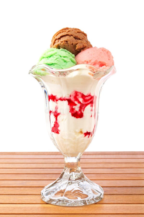 Ice Cream in a Glass Decorated with Fruits Stock Image - Image of ...