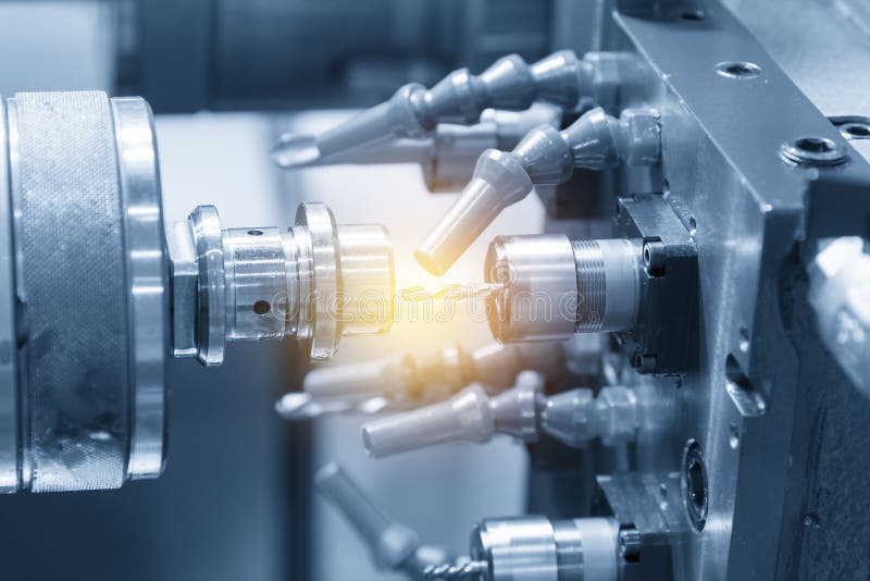 The Multi Function CNC Lathe Machine Stock Photo - Image of aluminum ...