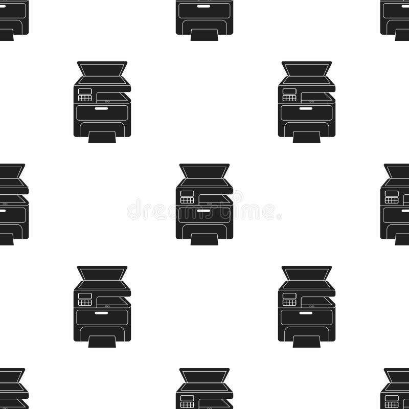 Multi-function Printer in Black Style Isolated on White Background ...