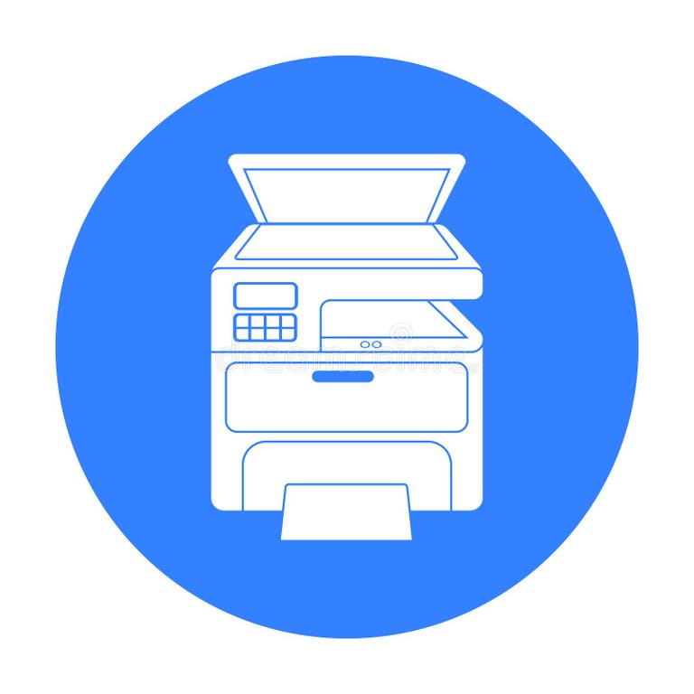 Multi-function Printer in Black Style Isolated on White Background. Typography Symbol Stock ...