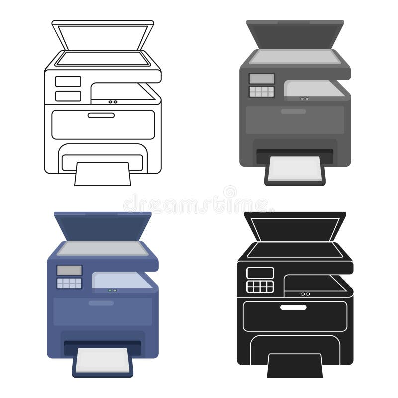 Multi-function Printer in Black Style Isolated on White Background ...