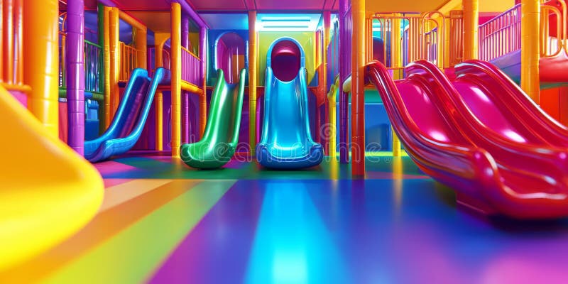 Multi-functional Indoor Playground Room with Slides, Activity Stations ...