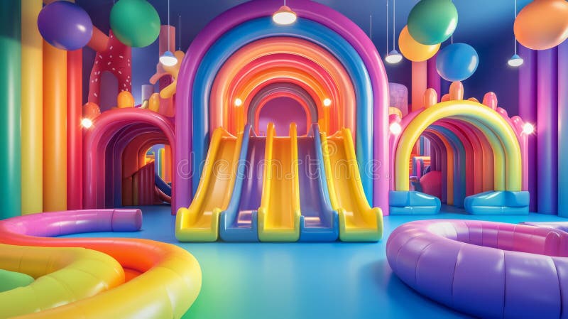 Multi-functional Indoor Playground Room with Slides, Activity Stations ...