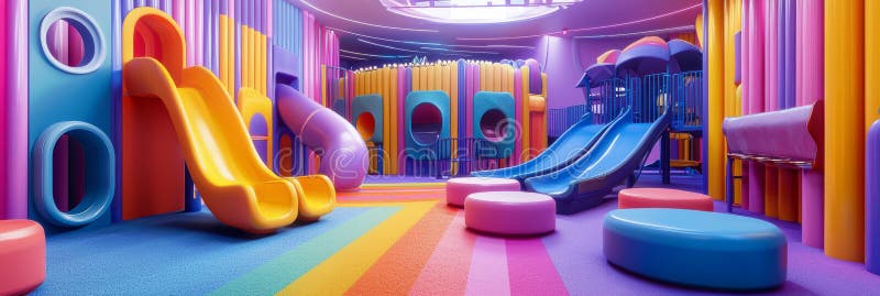 Multi-functional Indoor Playground Room with Slides, Activity Stations ...