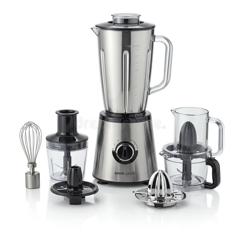 A Multi-functional Kitchen Appliance Set in Stainless Steel and Clear ...