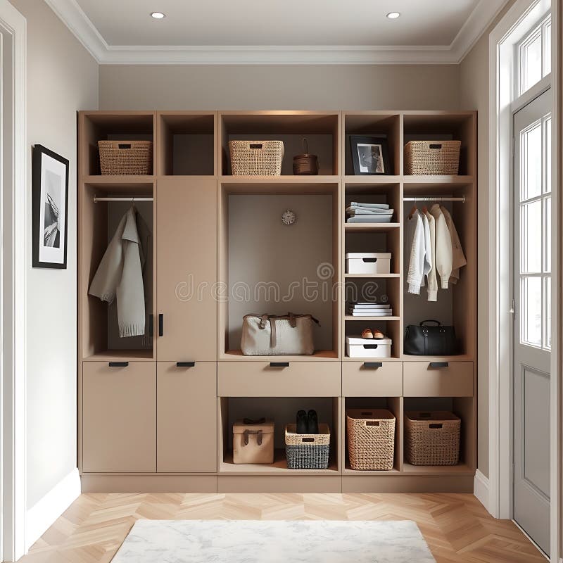 A Multi Functional Modular Storage Unit in a Stylish Hallway Designed ...