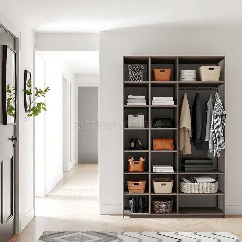 A Multi Functional Modular Storage Unit in a Stylish Hallway Designed ...