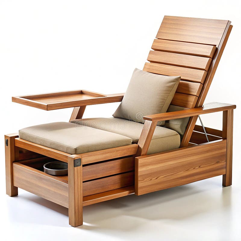 Multi-functional Wooden Lounge Chair with Storage Stock Illustration ...
