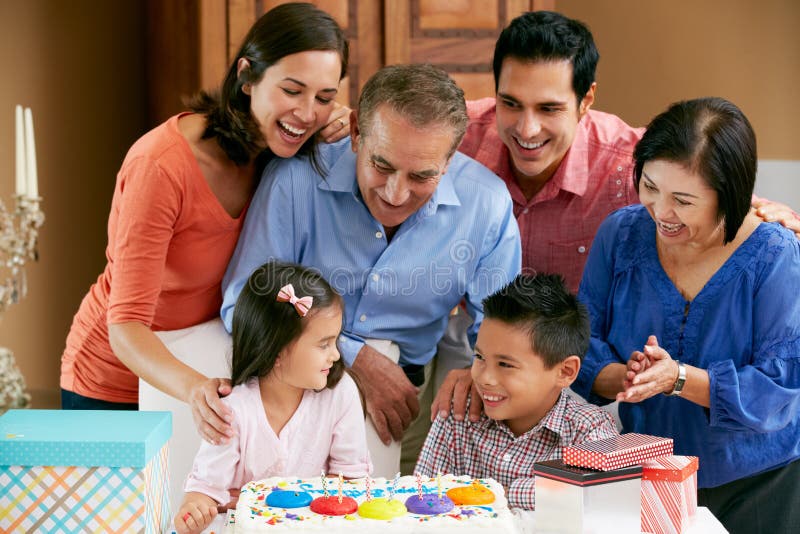 Multi Generation Family Celebrating Birthday Stock Image - Image of ...