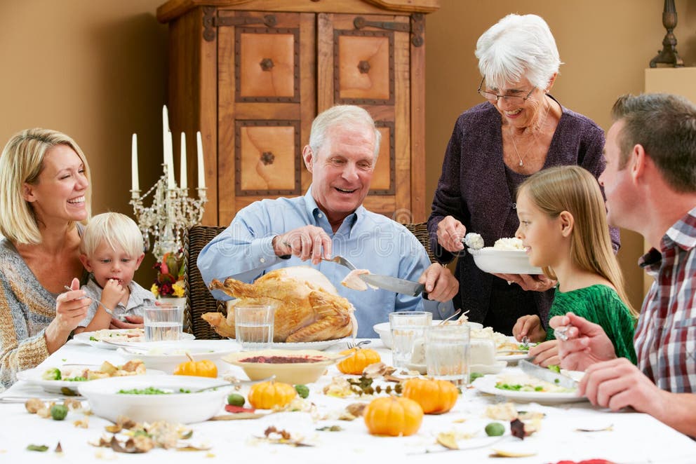 Multi Generation Family Celebrating Thanksgiving Stock Photo - Image of ...