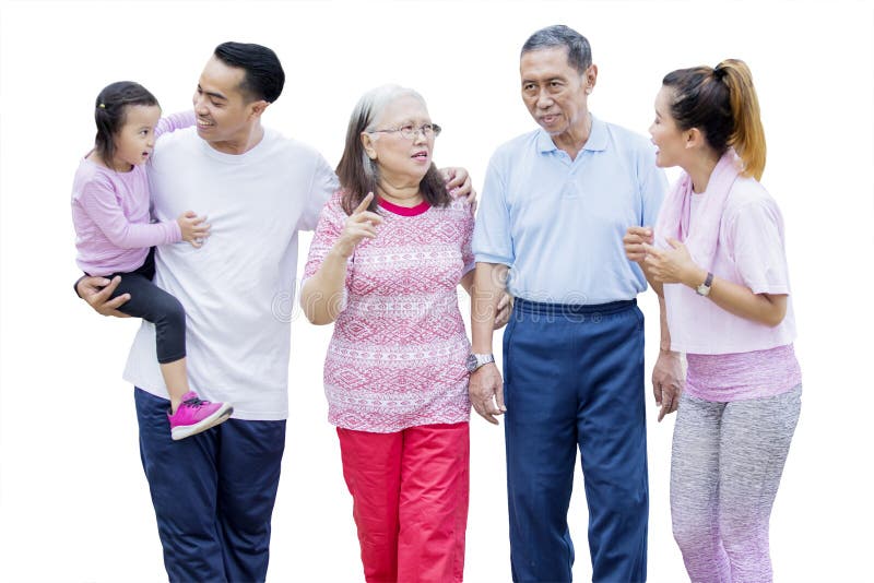Parents Chatting With Their Children After Shopping Stock Photo - Image ...