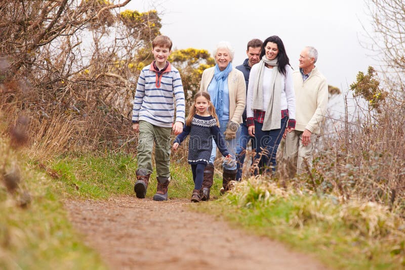 Multi Generation Family on Countryside Walk Stock Image - Image of ...