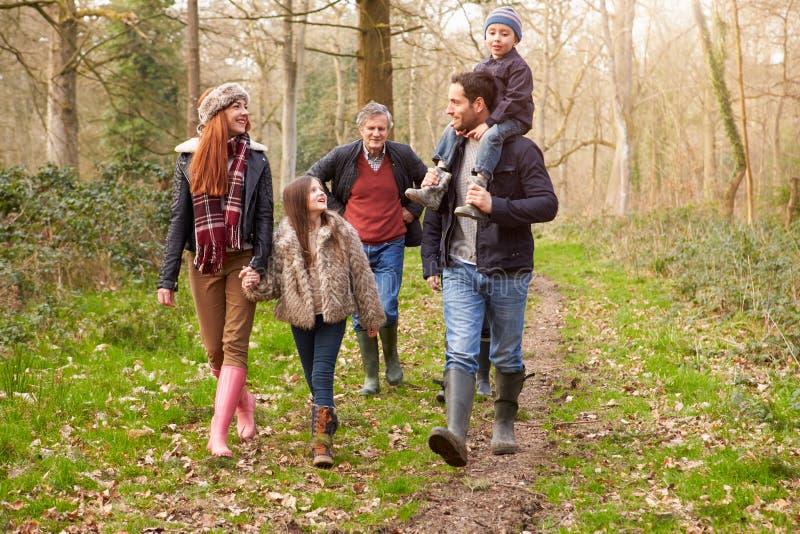 Multi Generation Family on Countryside Walk Stock Photo - Image of ...