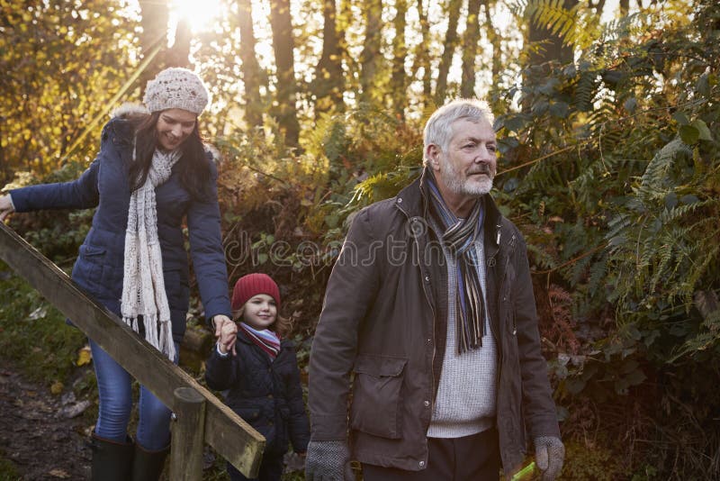 Multi Generation Family Enjoying Walk in Fall Landscape Stock Photo ...