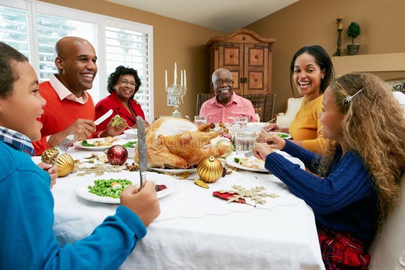 Multi Generation Family Having Christmas Meal Stock Photo - Image of ...