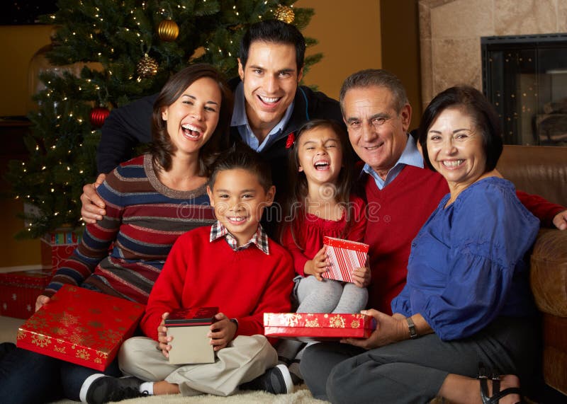 Multi Generation Family Opening Christmas Presents Stock Photo - Image ...