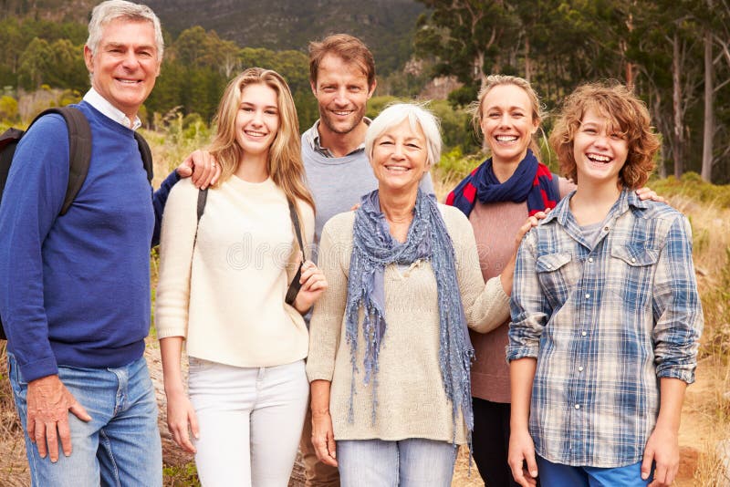 Multi-generation Family, Outdoor Portrait in a Forest Stock Photo ...