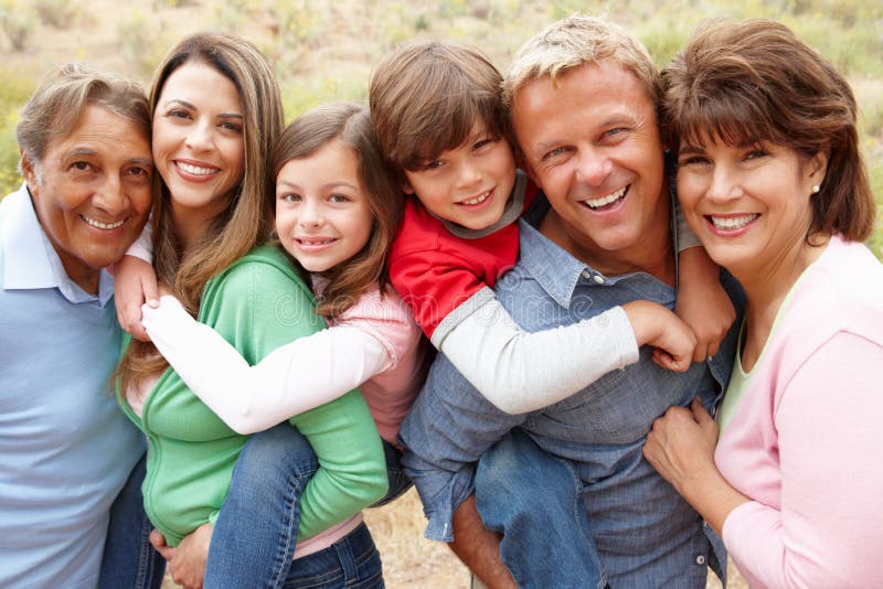 Multi Generation Family Outdoors Stock Image - Image of hugging, female ...