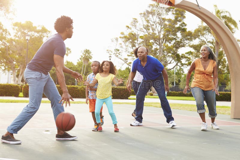 Multi Generation Family Playing Basketball Together Stock Photo - Image ...
