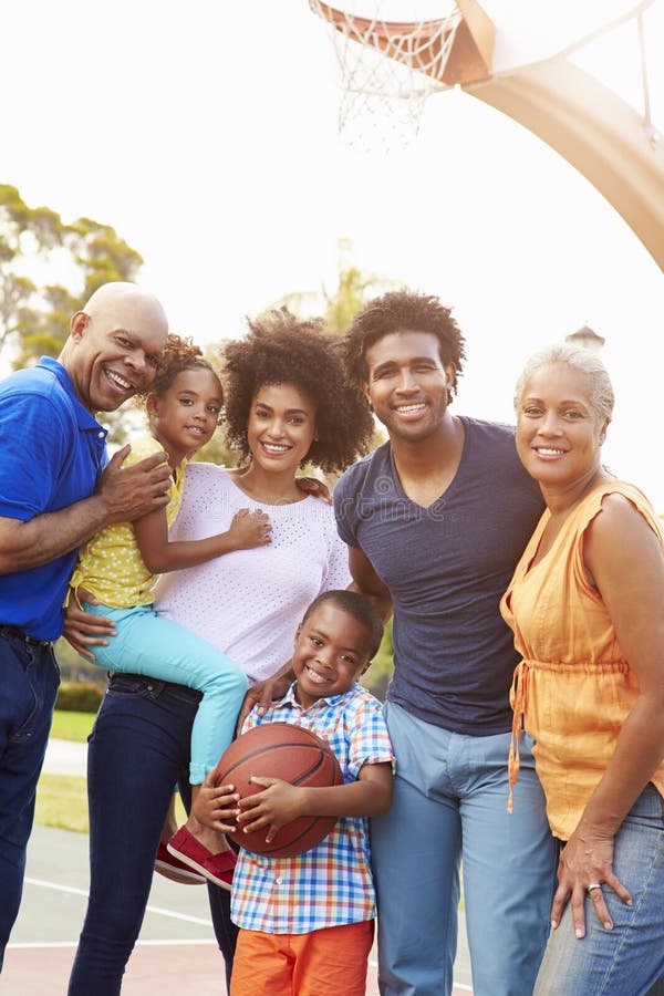Multi Generation Family Playing Basketball Together Stock Photo - Image ...