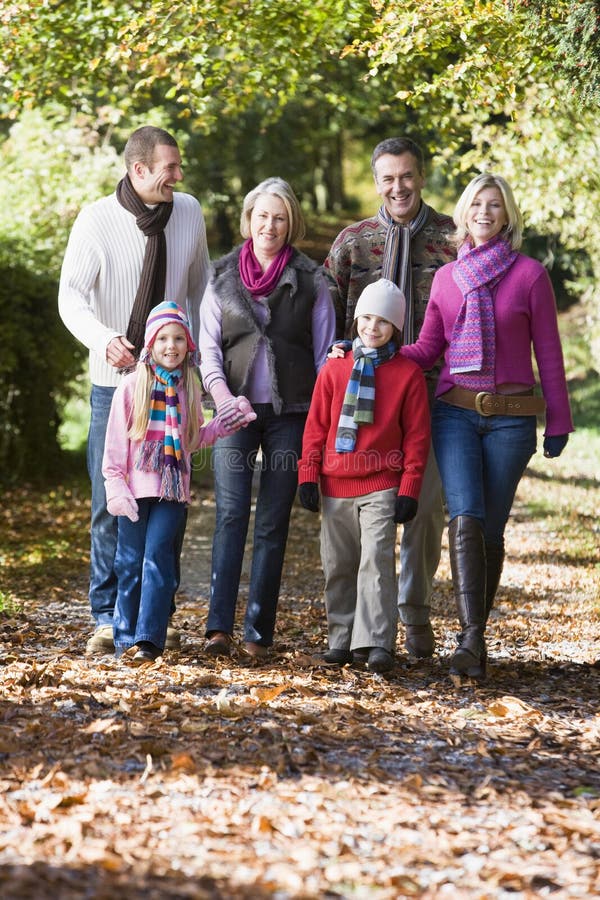 Multi-generation Family Walking through Woods Stock Image - Image of ...
