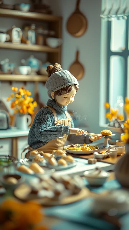 Multi-generational Cooking Session, Kitchen Bustling, Midday Light ...