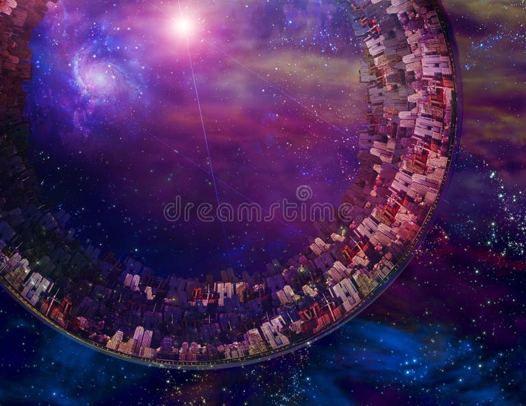 Multi-Generational Interstellar Ship Stock Illustration - Illustration ...