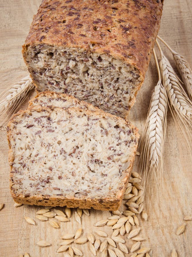 Multi-grain Bread on a Wooden Background. Healthy Food Concept. Stock ...