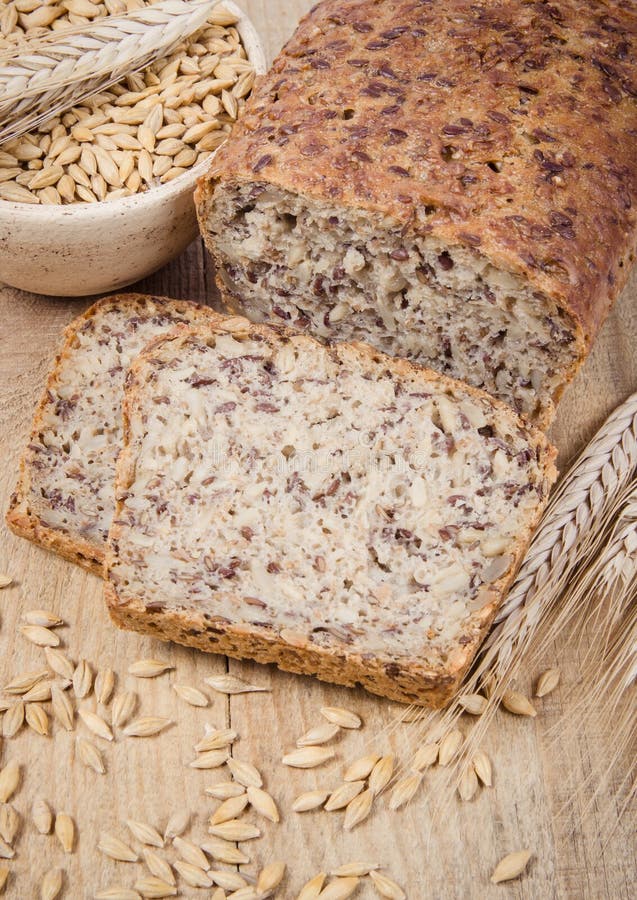 Multi-grain Bread on a Wooden Background. Healthy Food Concept. Stock ...