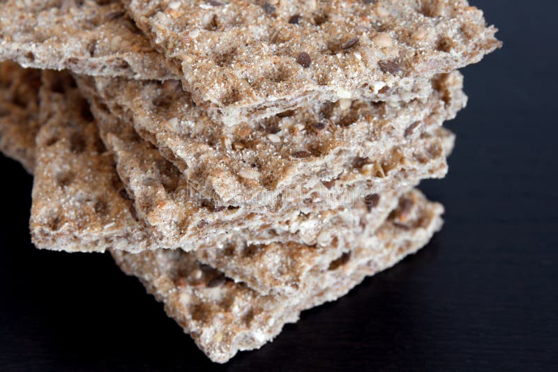 Multi-grain Crisp Bread on Dark Background Stock Photo - Image of grain ...