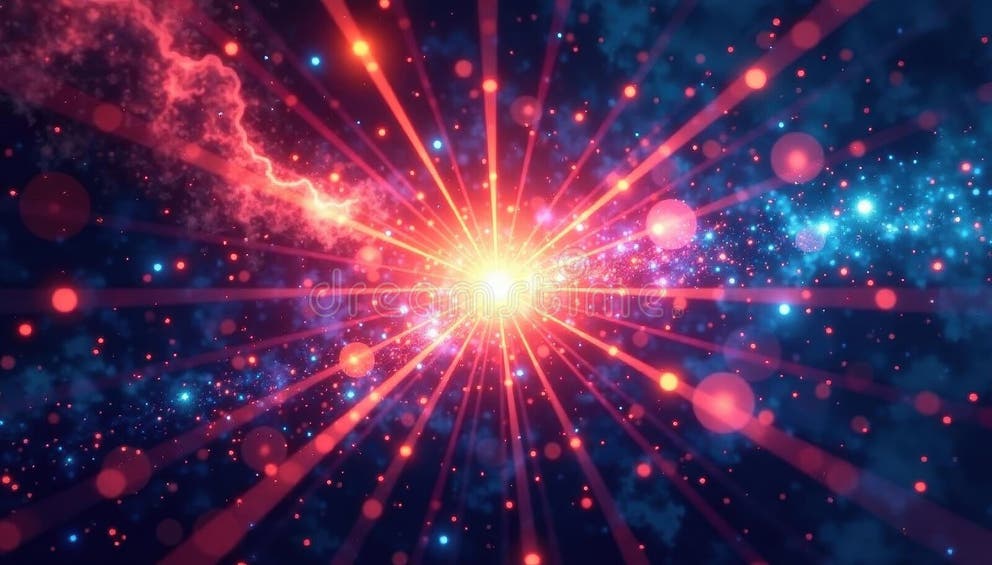 Multi Hued Stellar Burst, Streaking Light Beams, Dynamic, Cosmic, Deep ...