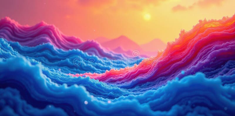 Multi Hued, Undulating Waves Blend Seamlessly into a Vibrant, Abstract ...