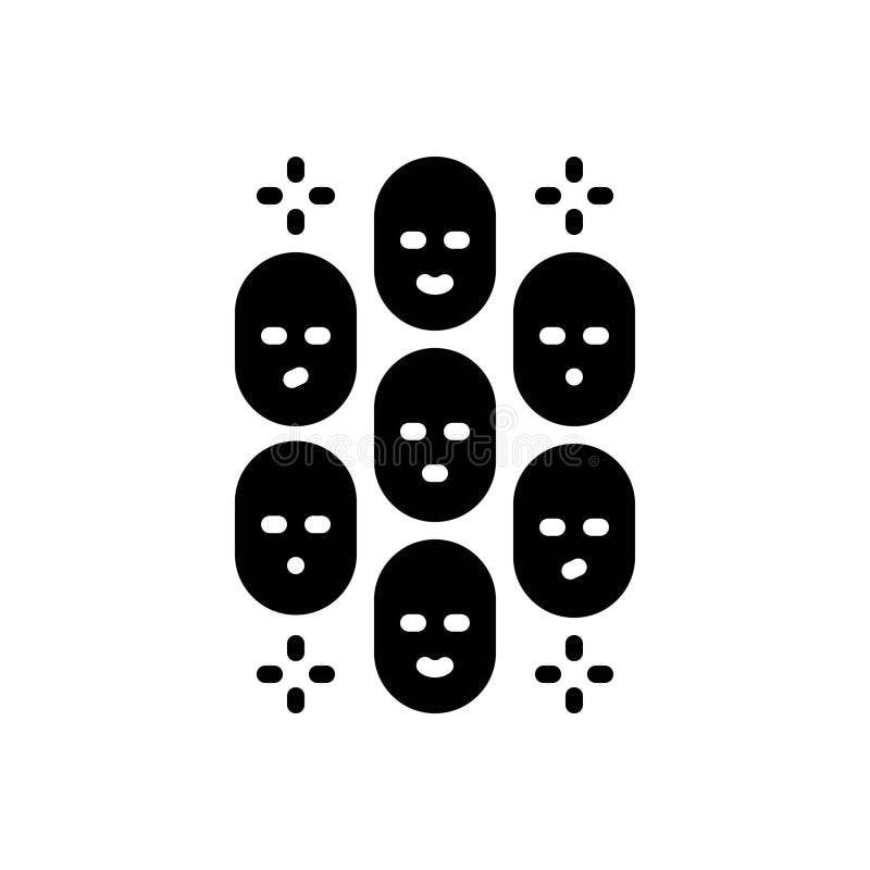 Black Solid Icon for Multi, Face and Human Stock Vector - Illustration ...