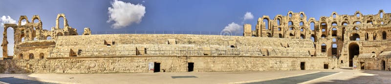 Multi-image Panorama from Inside the Arena of the El Jem Amphitheater ...