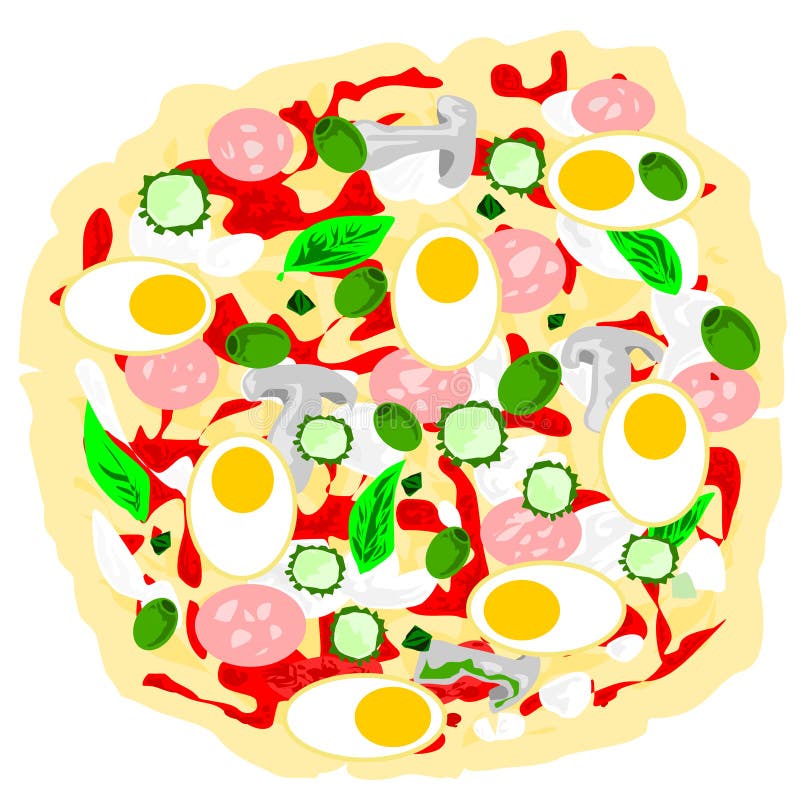 Multi Ingredient Pizza Vector Picture. Image: 6805072