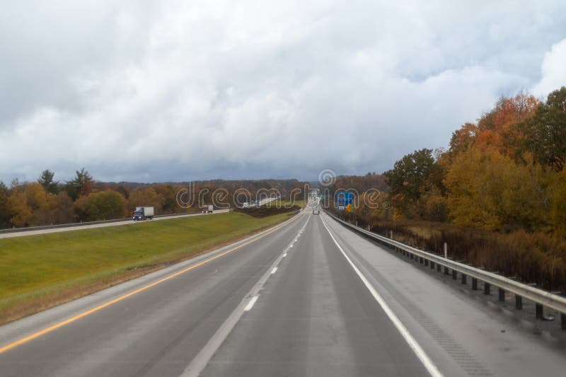 A Multi-lane Highway, Characteristic of an Interstate, with Clear Lane ...