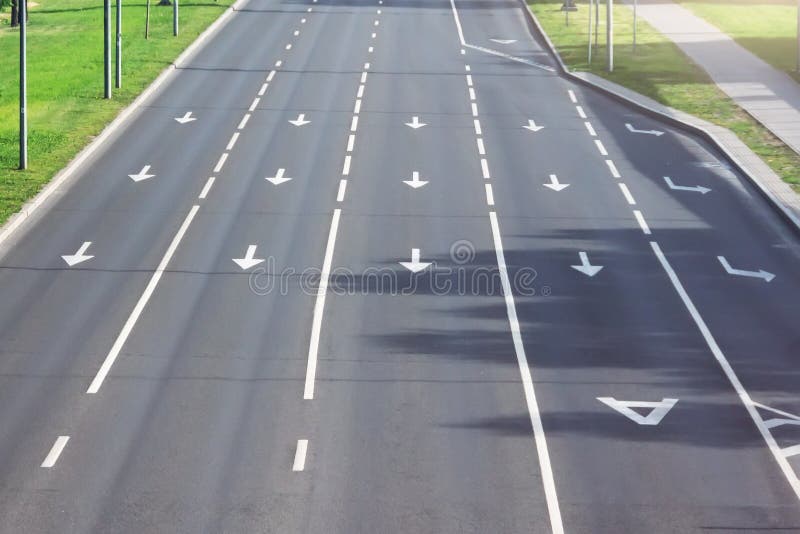 Multi-lane Highway with a Dedicated Line for Buses Stock Image - Image ...