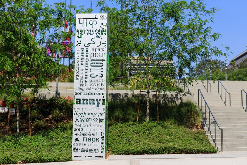 The Multi Language Welcome Sign at the Famous Grand Park Stock Image ...