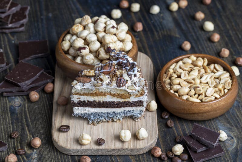 Multi-layer Cake with Different Layers, Close Up Stock Image - Image of ...