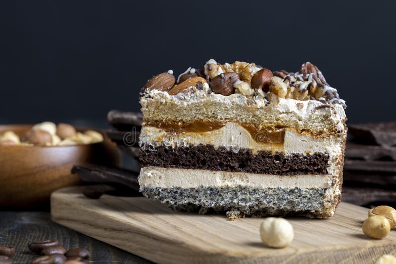 Multi-layer Cake with Different Layers, Close Up Stock Photo - Image of ...